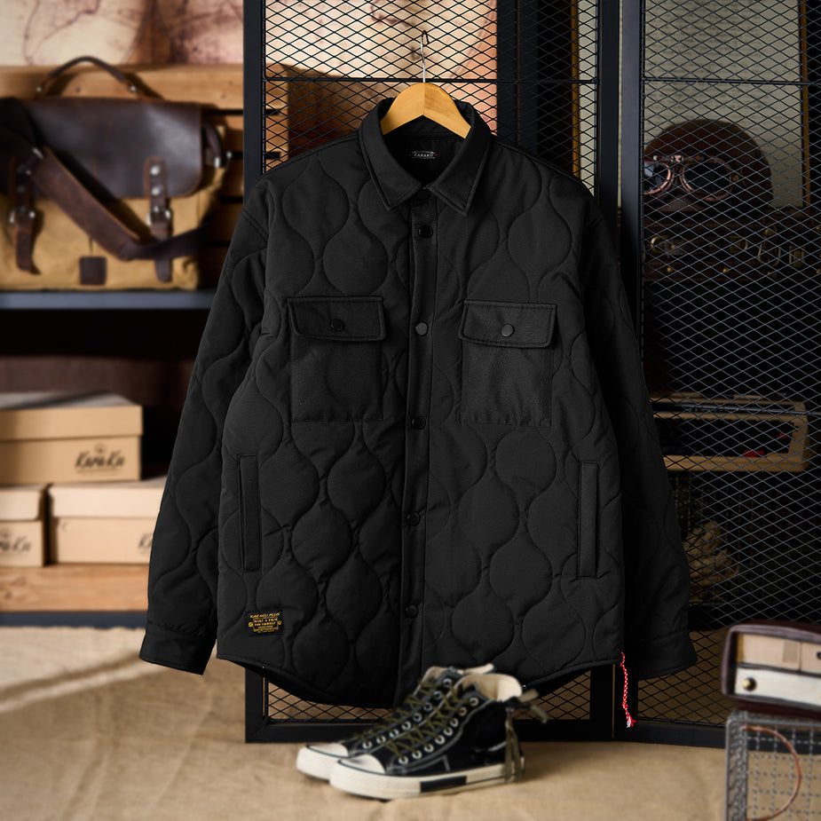 【사전예약】밑단 빨간 매듭 끈 멀티 포켓 호박 퀼팅 패딩 자켓 – Karaku KR