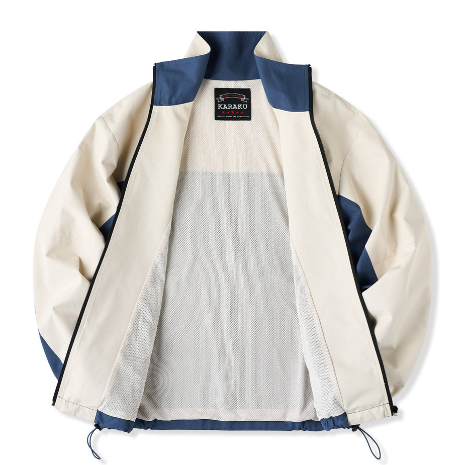 【사전예약】「KaraKu」자수 로고 안감 메쉬 배색 스탠드 칼라 자켓 – Karaku KR